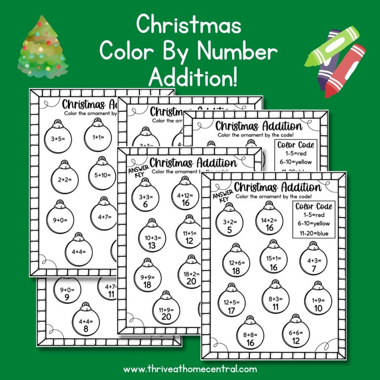 Christmas Color by Number Math - Thrive at Home